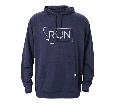 Men's Run Montana Performance Hoodie - Navy - Bozeman Running Co
